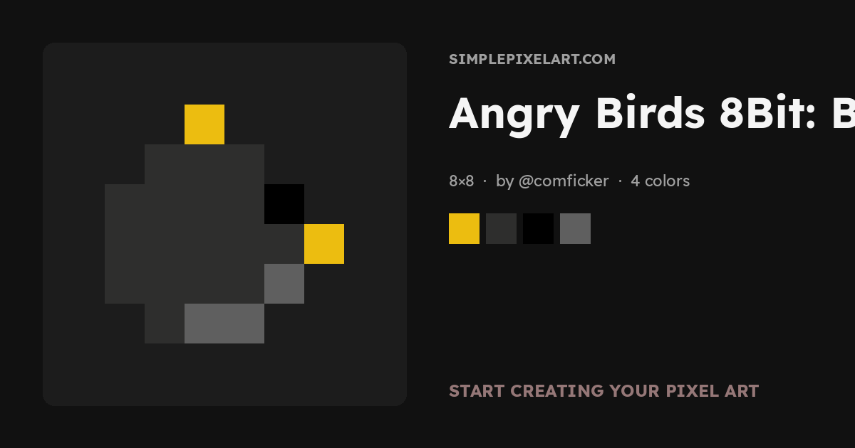 Angry Birds 8bit: Bomb - 8x8 Pixel Art - SimplePixelArt.com