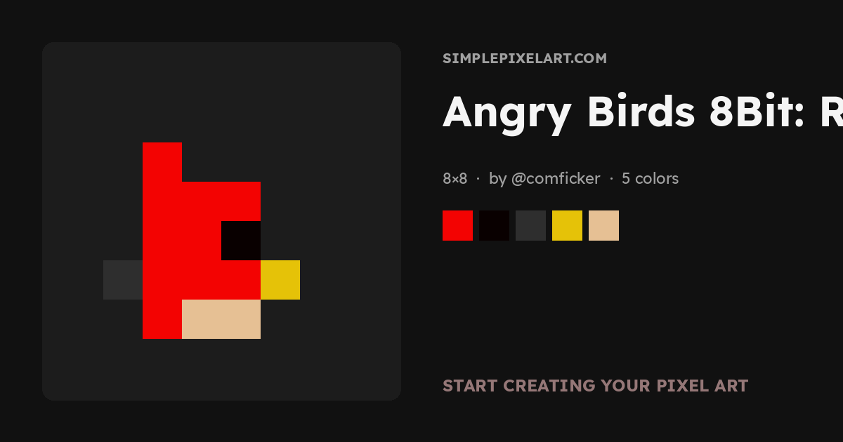 Angry Birds 8bit: Red - 8x8 Pixel Art - SimplePixelArt.com