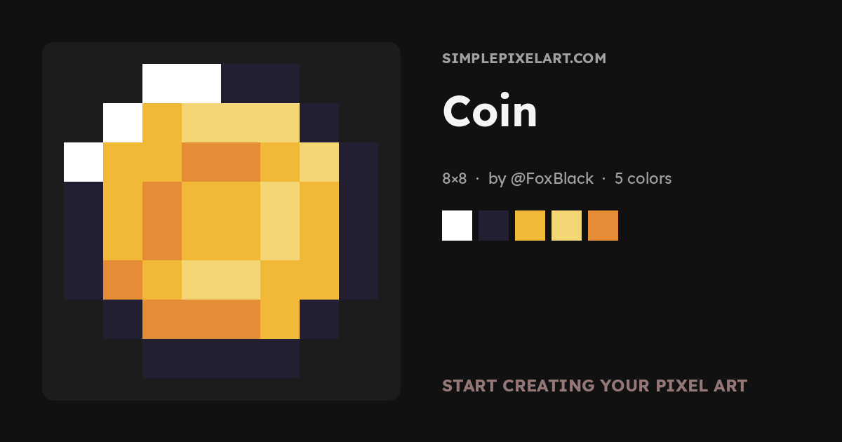 Coin - 8x8 Pixel Art - SimplePixelArt.com