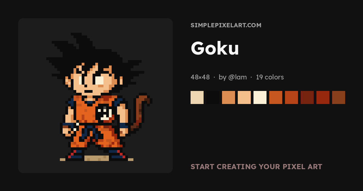 Goku - 48x48 Pixel Art - SimplePixelArt.com