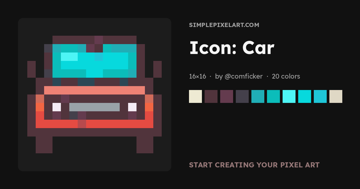 Icon: Car - 16x16 Pixel Art - SimplePixelArt.com