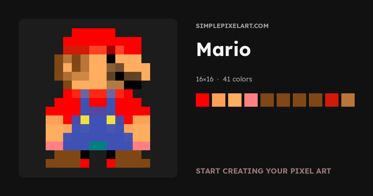 Mario Pixel Art 16x16