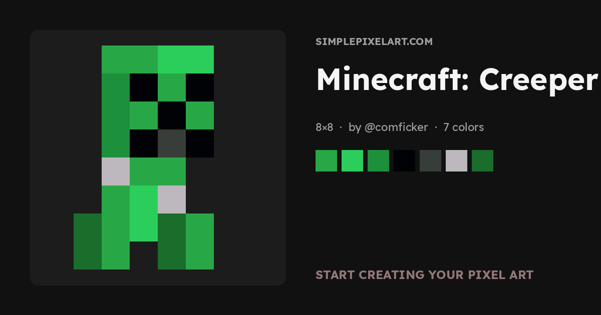 Minecraft: Creeper - 8x8 Pixel Art - SimplePixelArt.com