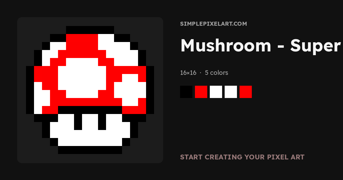Mushroom - Super Mario - 16x16 Pixel Art - SimplePixelArt.com