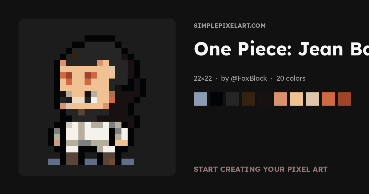 One Piece: Jean Bart - 22x22 Pixel Art - SimplePixelArt.com