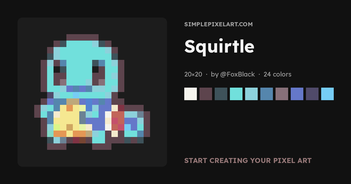 Squirtle - 20x20 Pixel Art - SimplePixelArt.com
