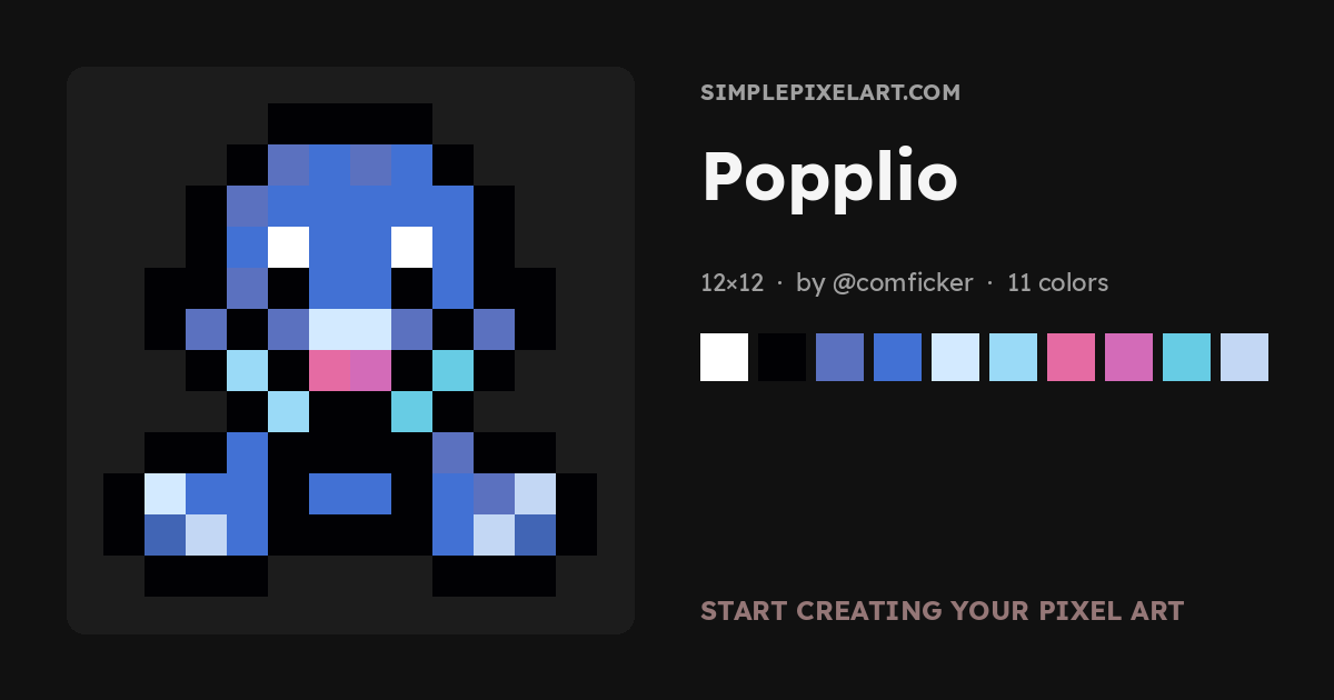 Popplio - 12x12 Pixel Art - SimplePixelArt.com