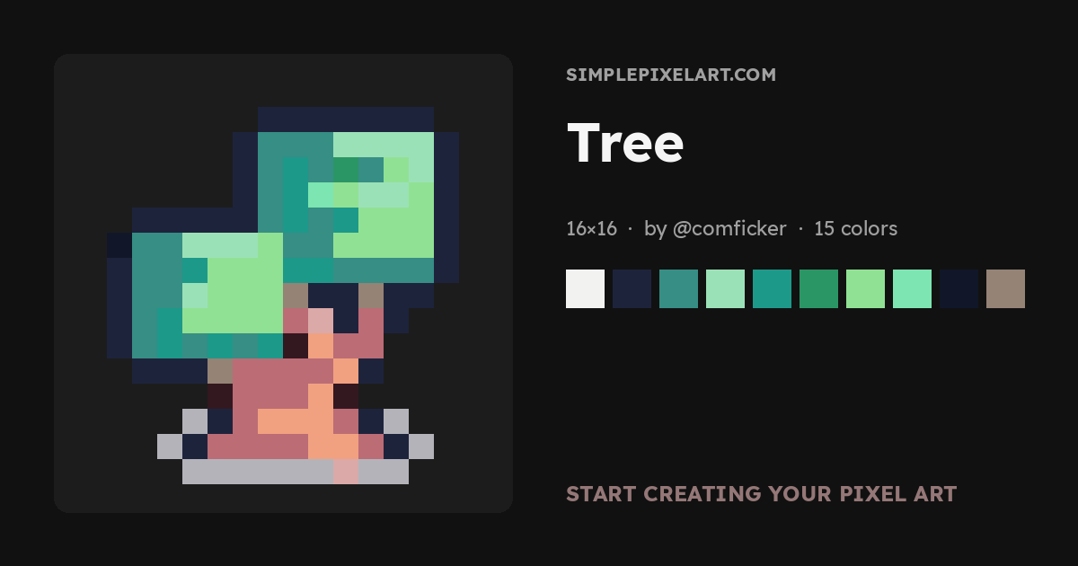 Tree - 16x16 Pixel Art - SimplePixelArt.com